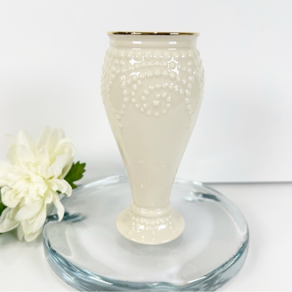 Lenox | Accents | Lenox Bud Vase Porcelain 24k Gold Trim Ivory Beaded ...